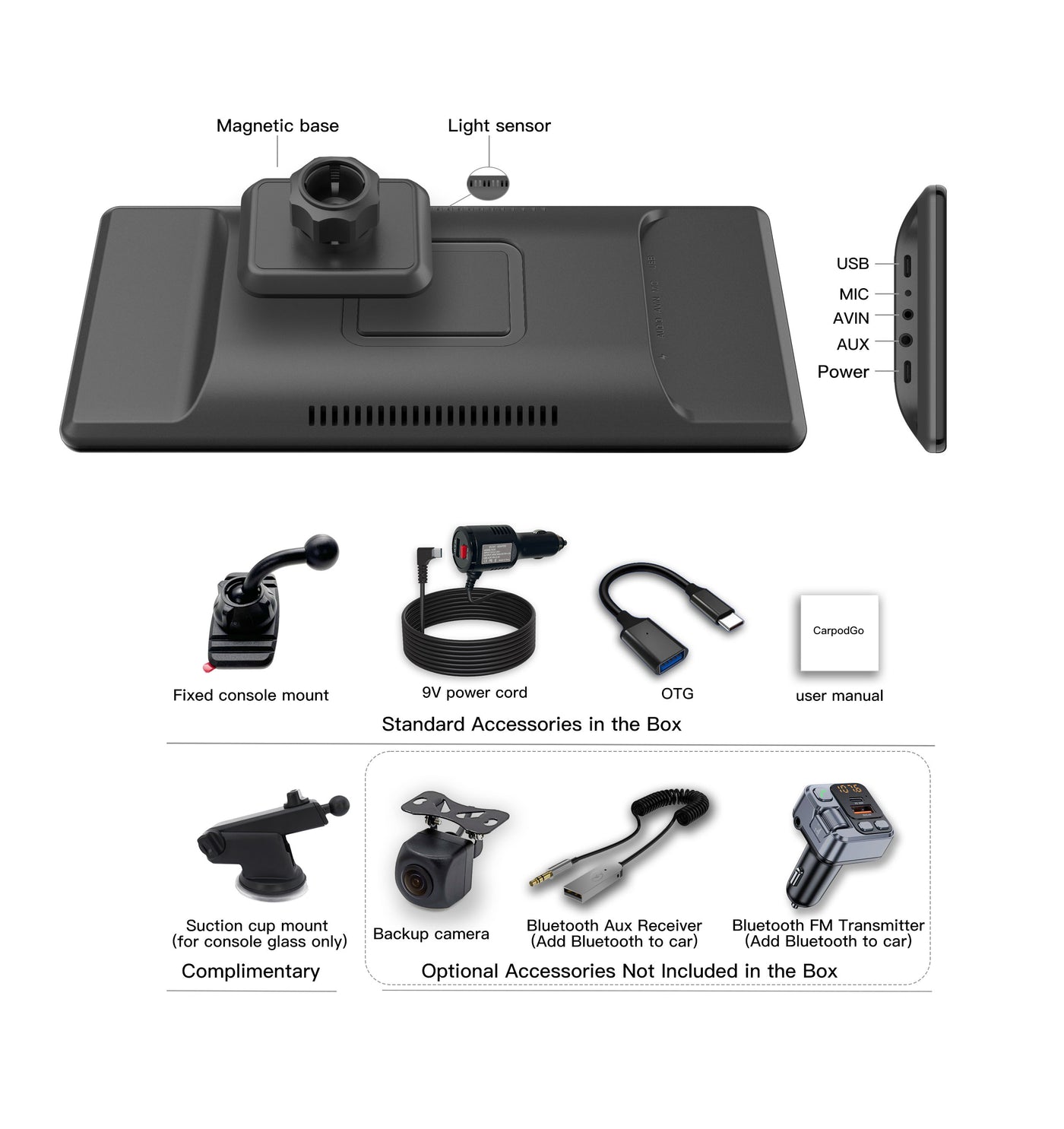 CarpodGo Portable Wireless Display Screen for Carplay or Android Auto